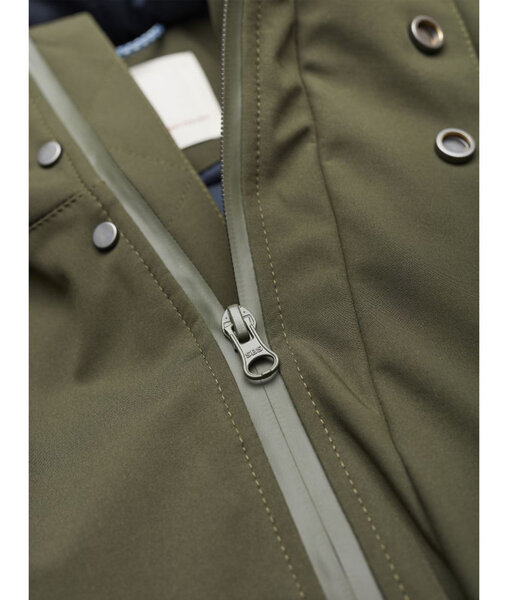 KnowledgeCotton Apparel - Long Soft Shell Quilted Jacket Forrest Night ...