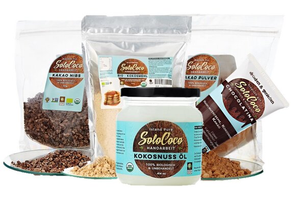 SoloCoco - Weihnachtspaket: Kokosöl, Kokosmehl, Kakaopulver & -Nibs ...
