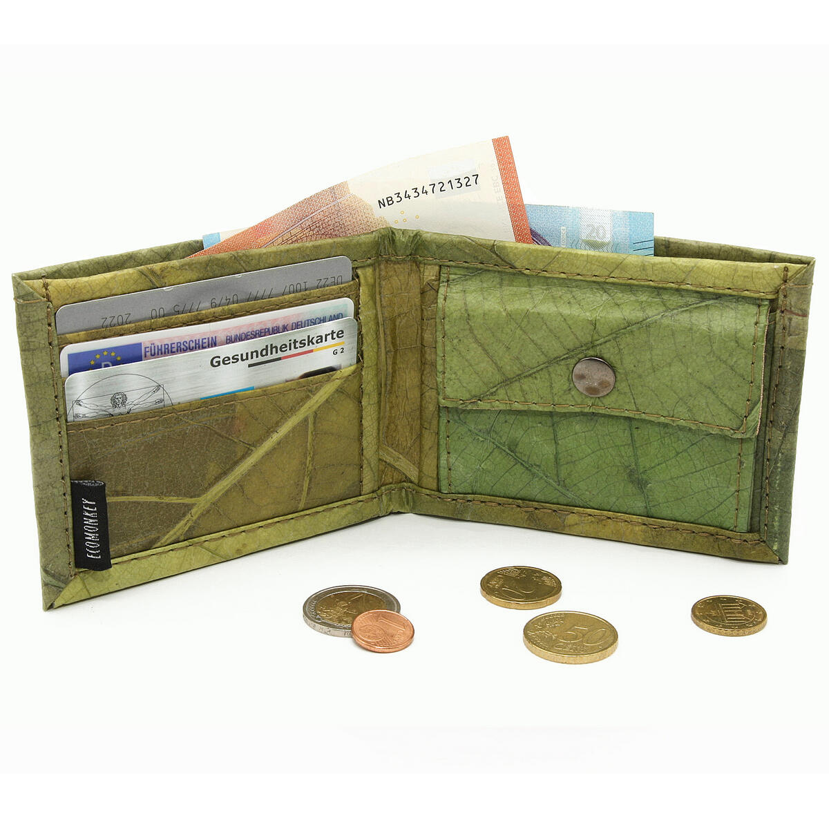 ECOMONKEY - ECOMONKEY® Geldbörse mit Münzfach, veganes Lederimitat aus Blättern | Avocadostore