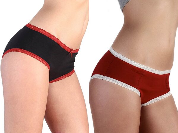 Albero Natur 4 Er Pack Mix Damen Hipster Slip Spitze Bio Baumwolle