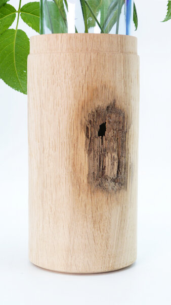 nest-gestaltung - Vase Eiche mit Loch aus einem alten Zaunpfahl ...