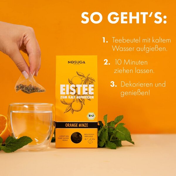 NOSUGA - Bio Eistee ColdBrew als Pyramidenbeutel natürlich süß, ohne Zucker & ohne Kalorien als ...