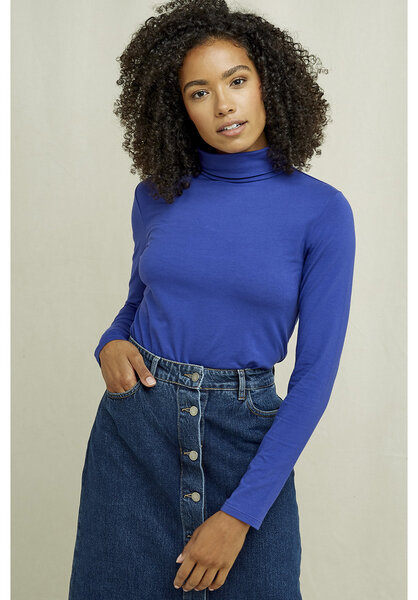 People Tree - Laila Roll Neck Top Blue | Avocadostore