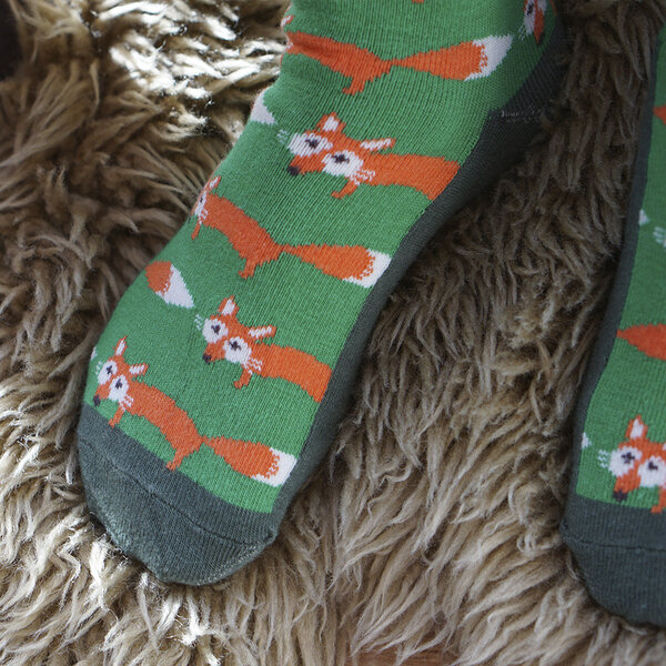 Fräulein Prusselise - Schlaue Fuchs Socken grün, bunt gemustert, fox ...