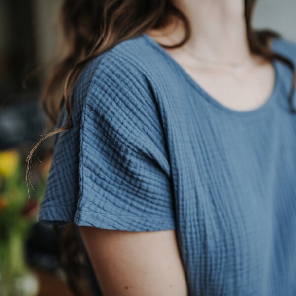 NORDLICHT - Damen Musselin T-Shirt Bluse aus 100% Bio-Baumwolle IDA ...