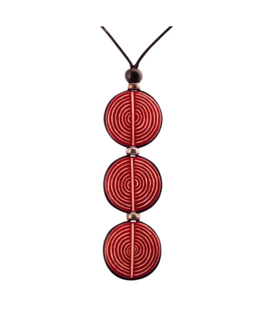 Mambu Design - Upcycling Halskette - Triple Linear Circles Red - Women ...